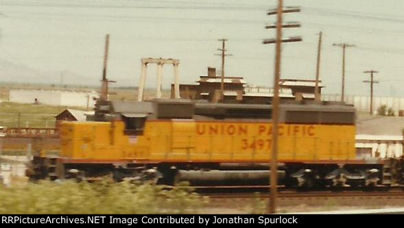 UP 3497, extended length short hood, looking at conductor's side